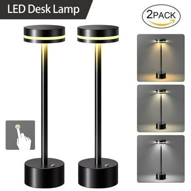 LED Dimmable Table Lamp, Rechargeable, 4000mAh, 240LM, Gold, 2 Pack ...