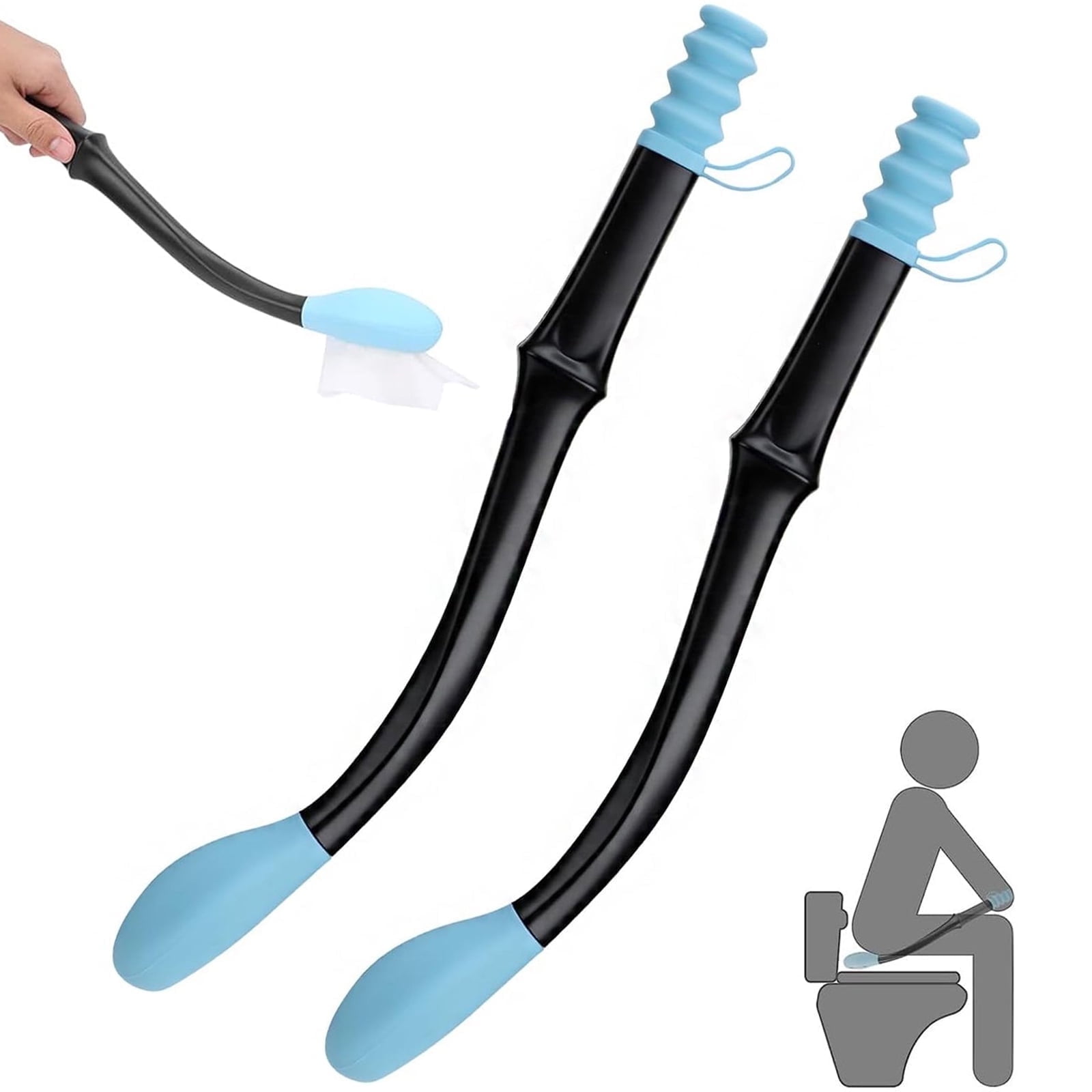 LASIEYO 2 Pcs Toilet Aids for Wiping, 15.6" Long Handle Butt Wiper ...