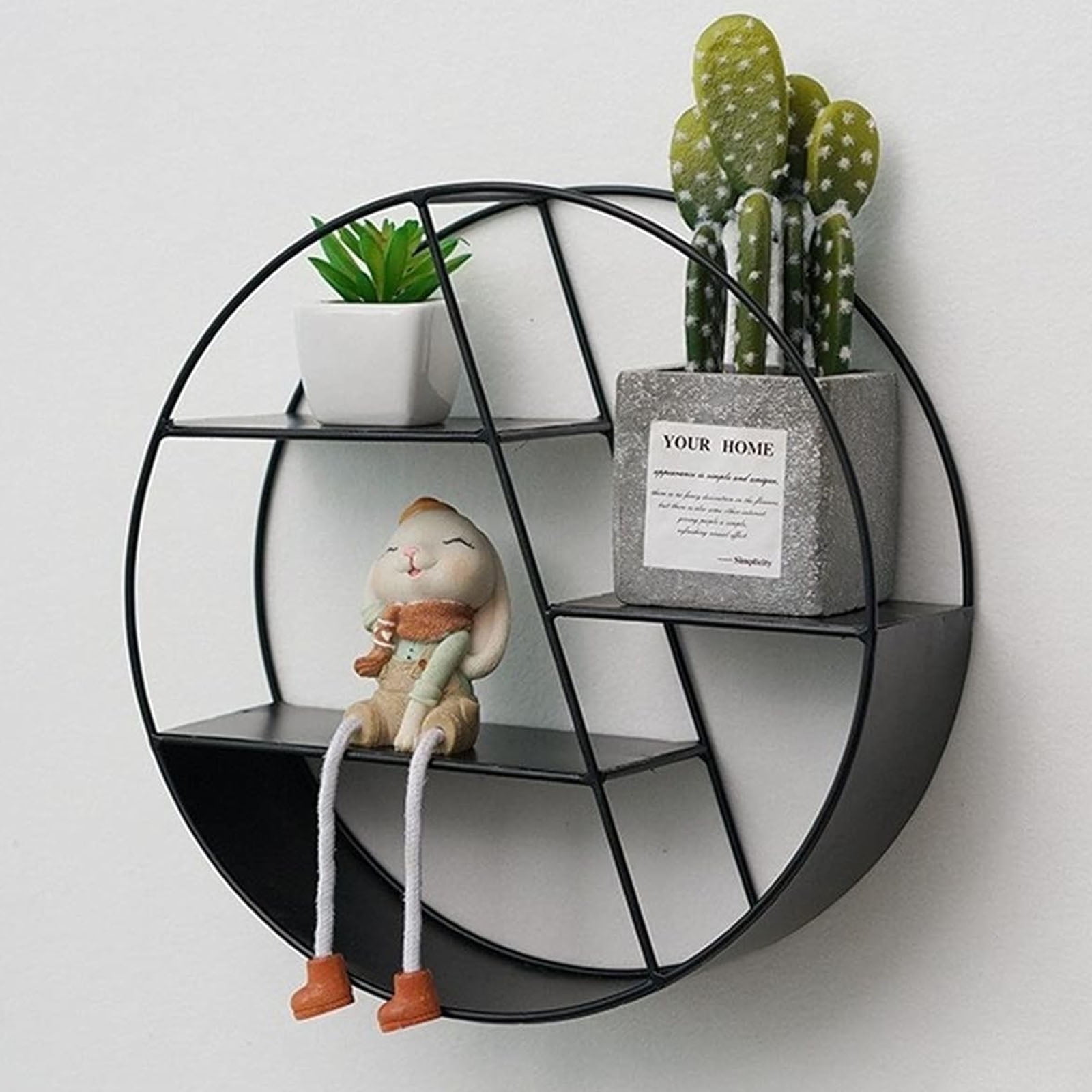 LASIEYO 3 Tier Round Wall Shelf Geometric Circle Metal Floating Shelves ...