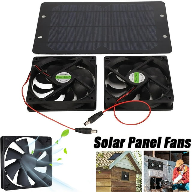 LASIEYO Dual Solar Panel Fan Kit, Portable Solar Exhaust Fan Waterproof ...