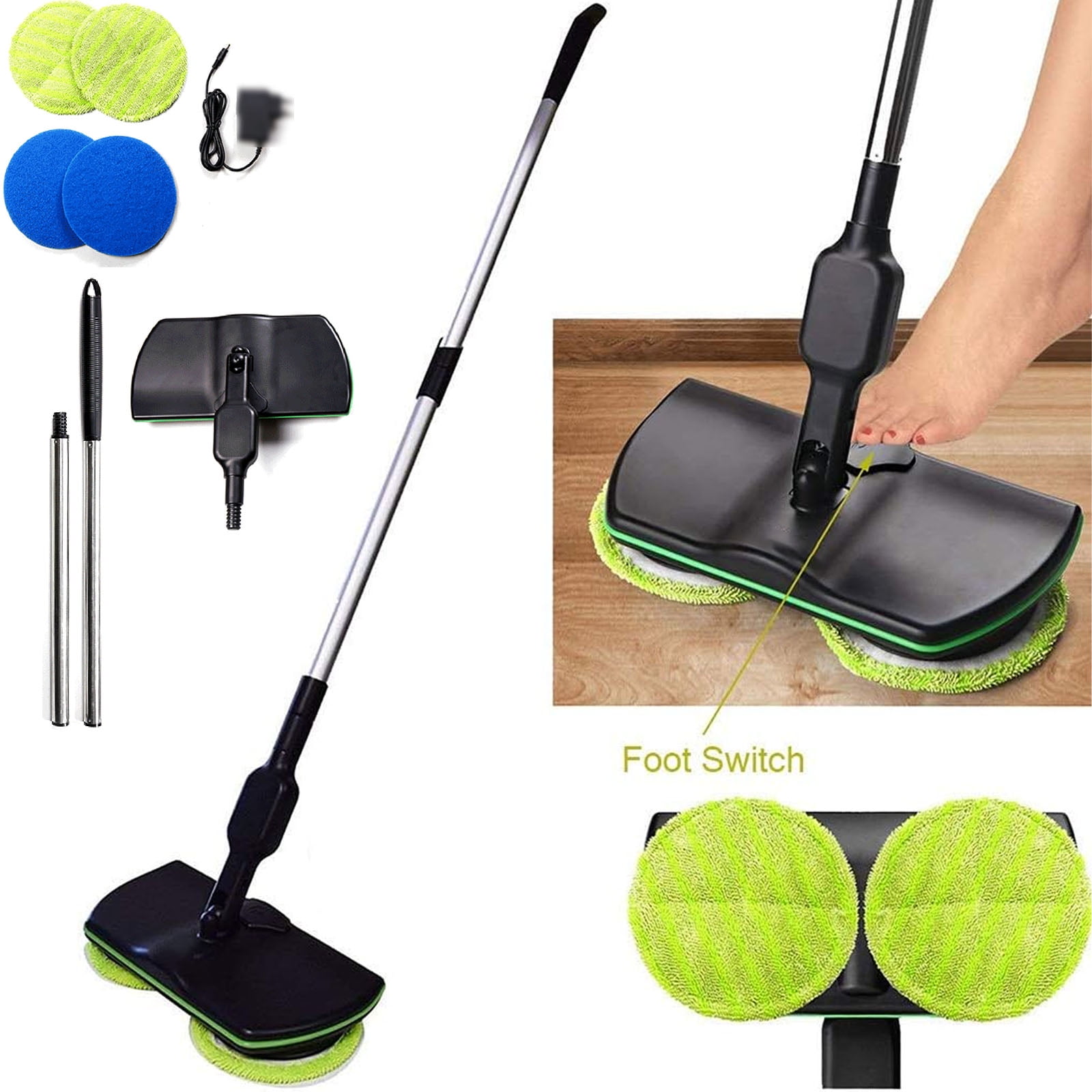 LASIEYO Electric Cordless Mop Floor Cleaning Spin Mop Polisher Scrubber ...