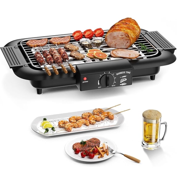 "OhhGo Electric Smokeless Grill, Indoor Outdoor BBQ Grill, Adjustable ...