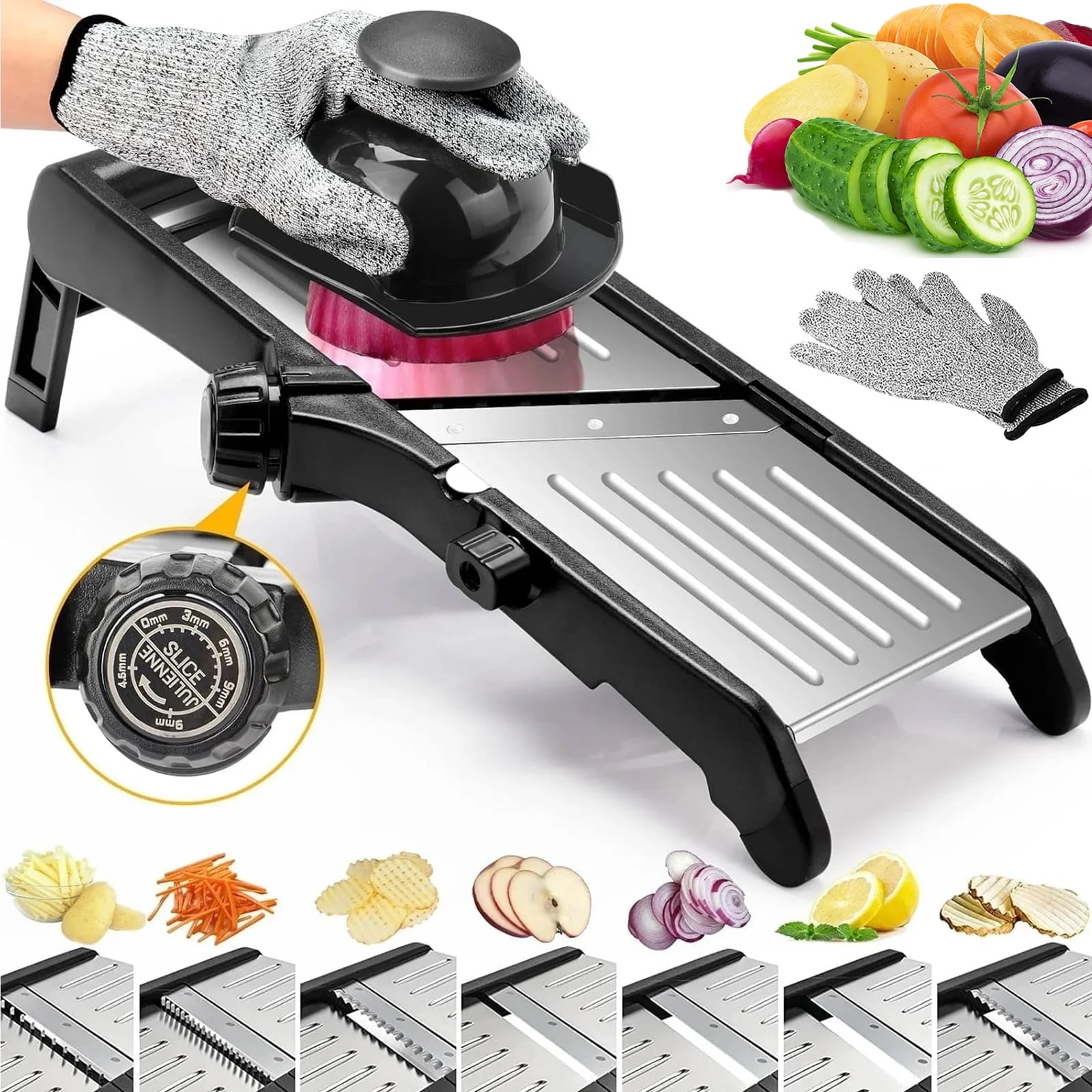 LASIEYO Mandoline Food Slicer for Kitchen, Adjustable Mandoline Slicer ...