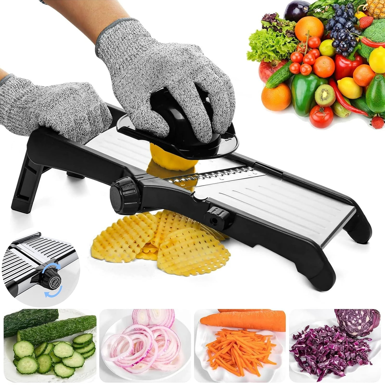 LASIEYO Mandoline Food Slicer for Kitchen, Adjustable Mandoline Slicer ...