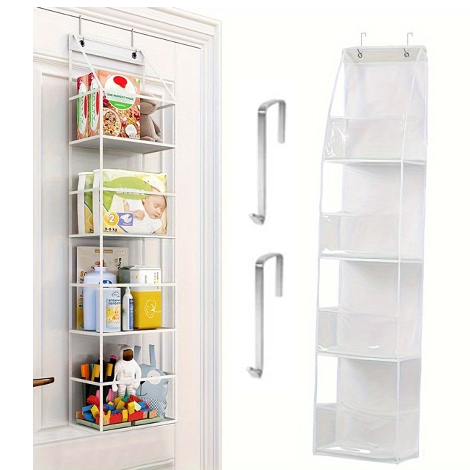 LASIEYO Over the Door Hanging Organizer with 4 Large Clear Pockets for ...
