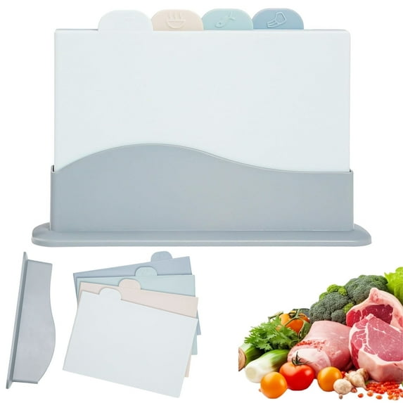 LASIEYO Plastic Chopping Board and Holder Set 4pcs Cutting Boards for ...