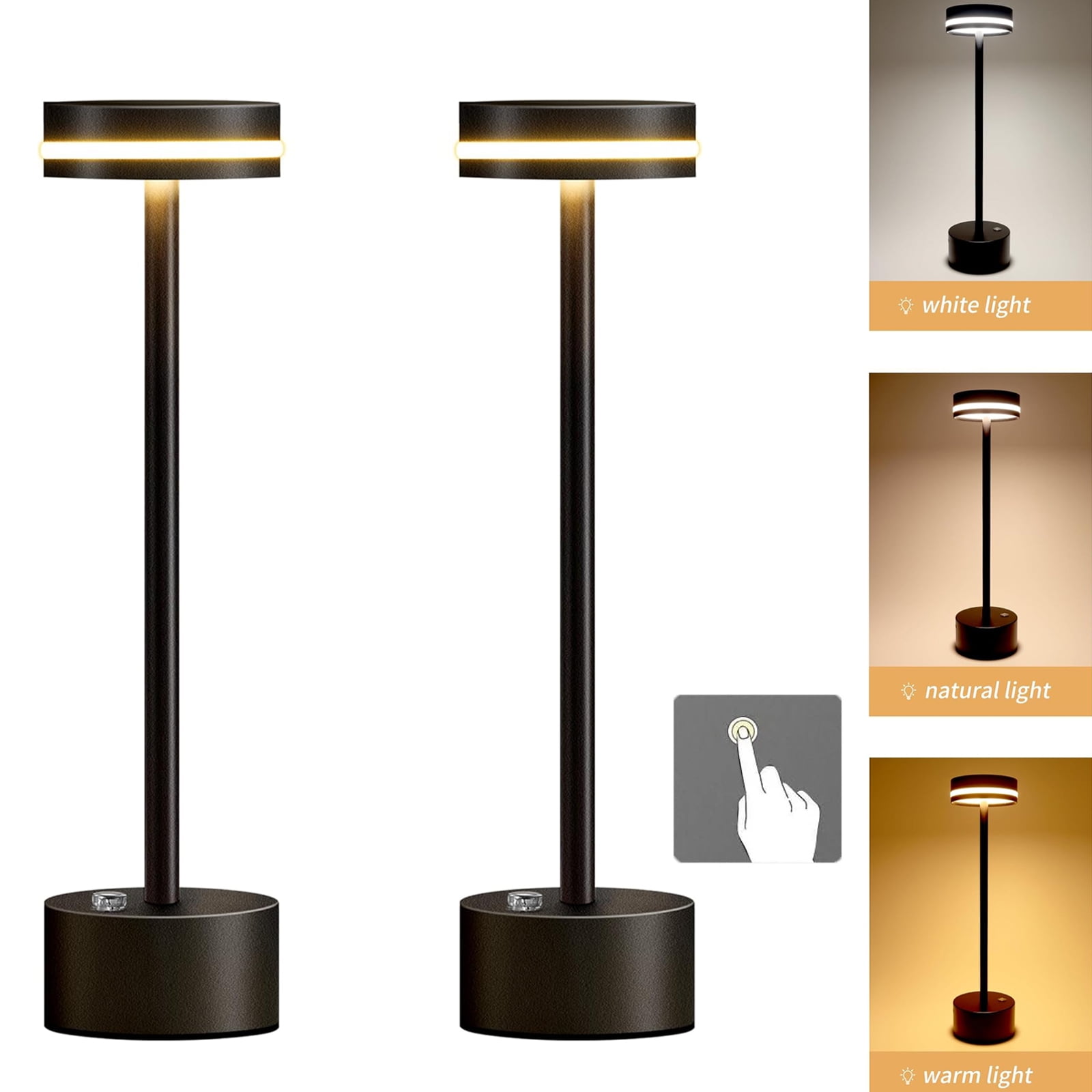 OhhGo Rechargeable Cordless LED Table Lamp, Portable LED Touch Lamp 3 ...