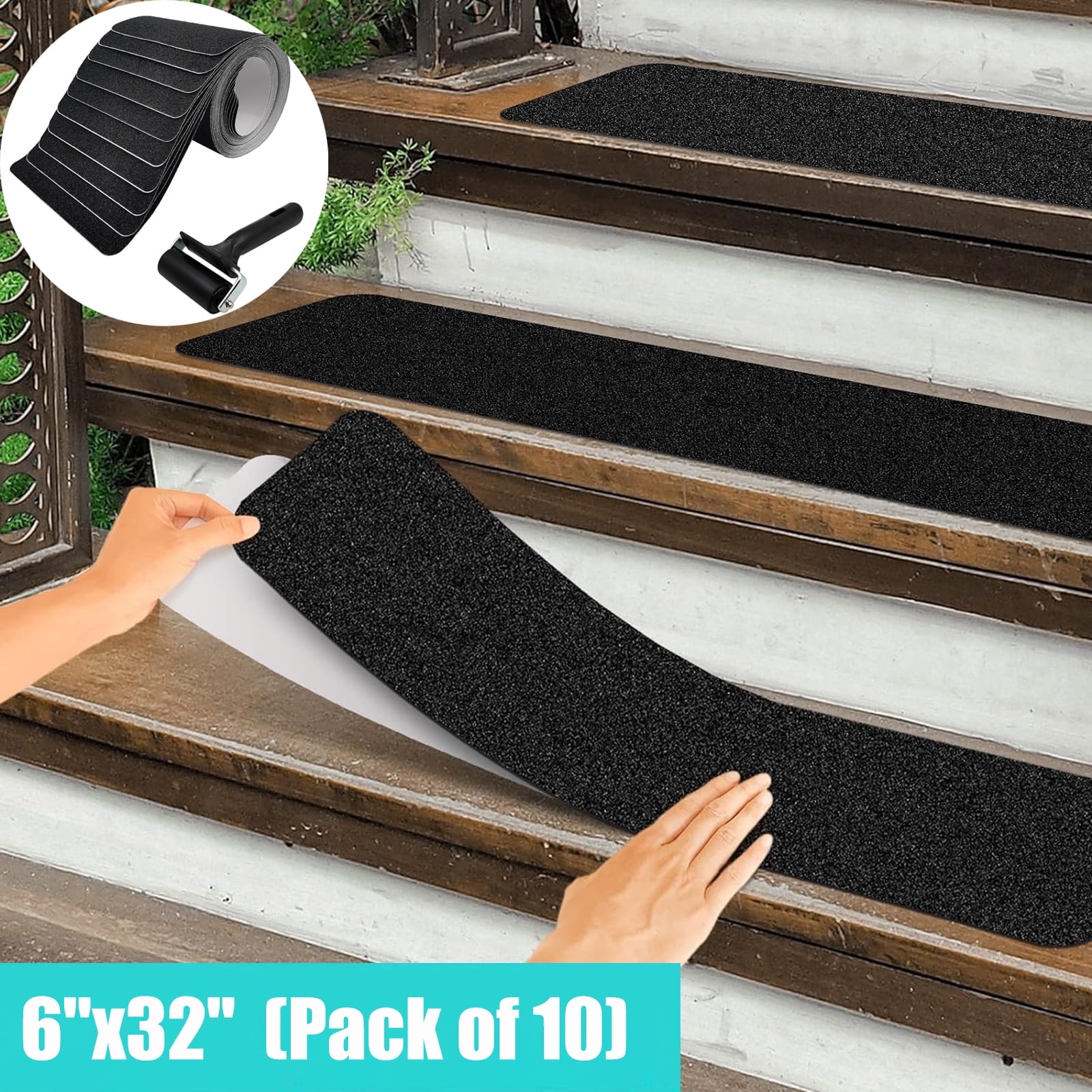 LASIEYO Stair Treads Non-Slip Outdoor Tape, 10 Pack 6 x 32 Inch Outdoor ...