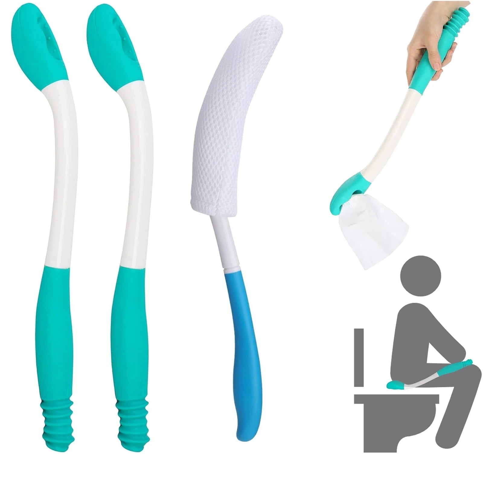 LASIEYO Toilet Aids for Wiping, 15" Long Handle Extended Reach Wiper ...