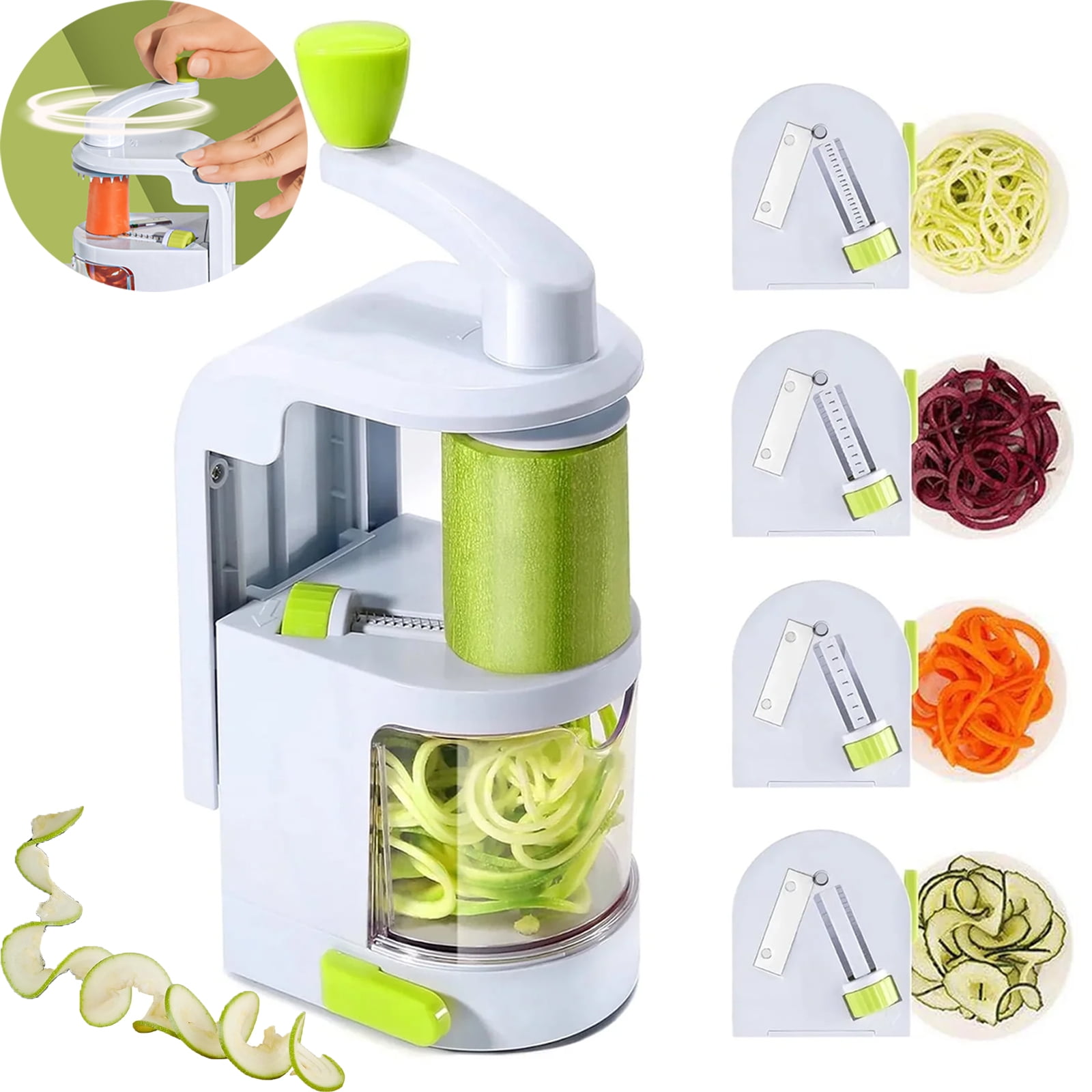 LASIEYO Vegetable Spiralizer, 4-in-1 Rotating Blades, Zucchini Noodle ...