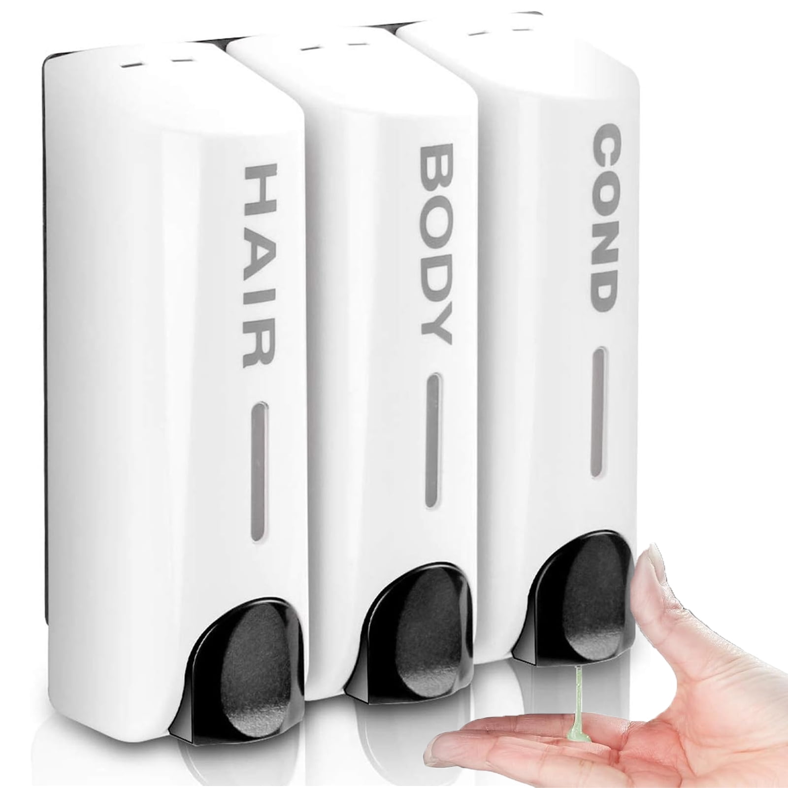 OhhGo Wall Mounted Shampoo and Conditioner Dispenser, 3x350ml Chambers ...