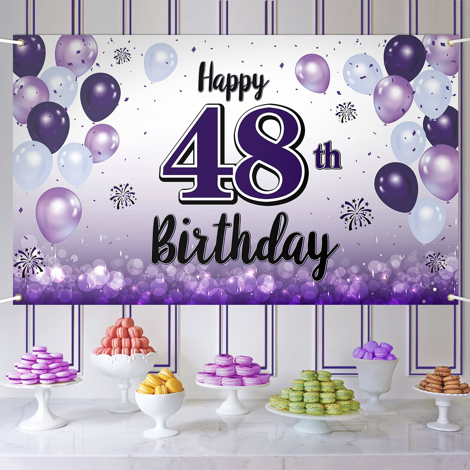 LASKYER Happy 48th Birthday Purple Large Banner - Cheers to 48 Years ...