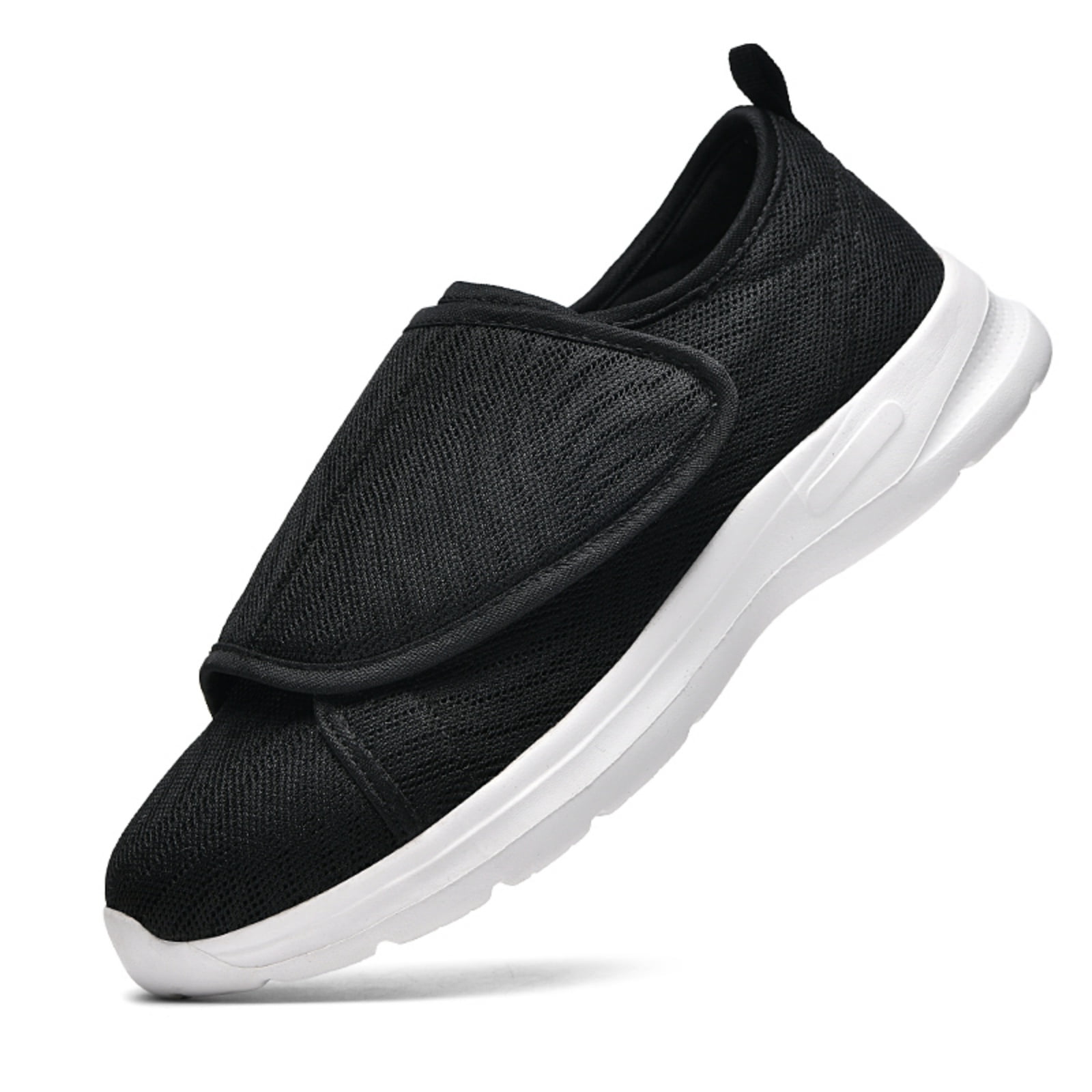 LASUDRAA Diabetic Adjustable Mens Shoes Lightweight Velcro Sneakers for Swollen feet B/W Size 12 ...