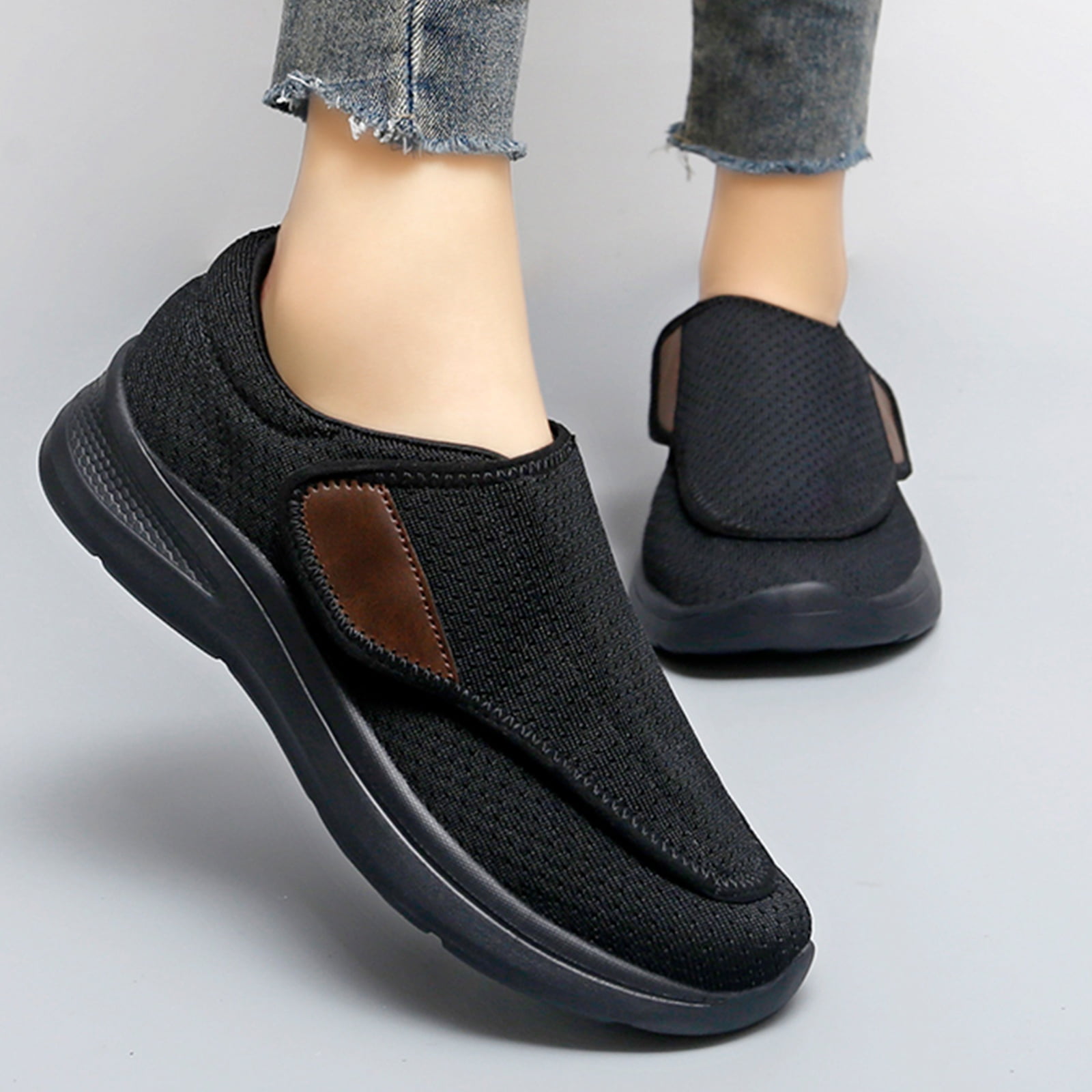LASUDRAA Diabetic Adjustable Women Shoes Lightweight Velcro Sneakers ...