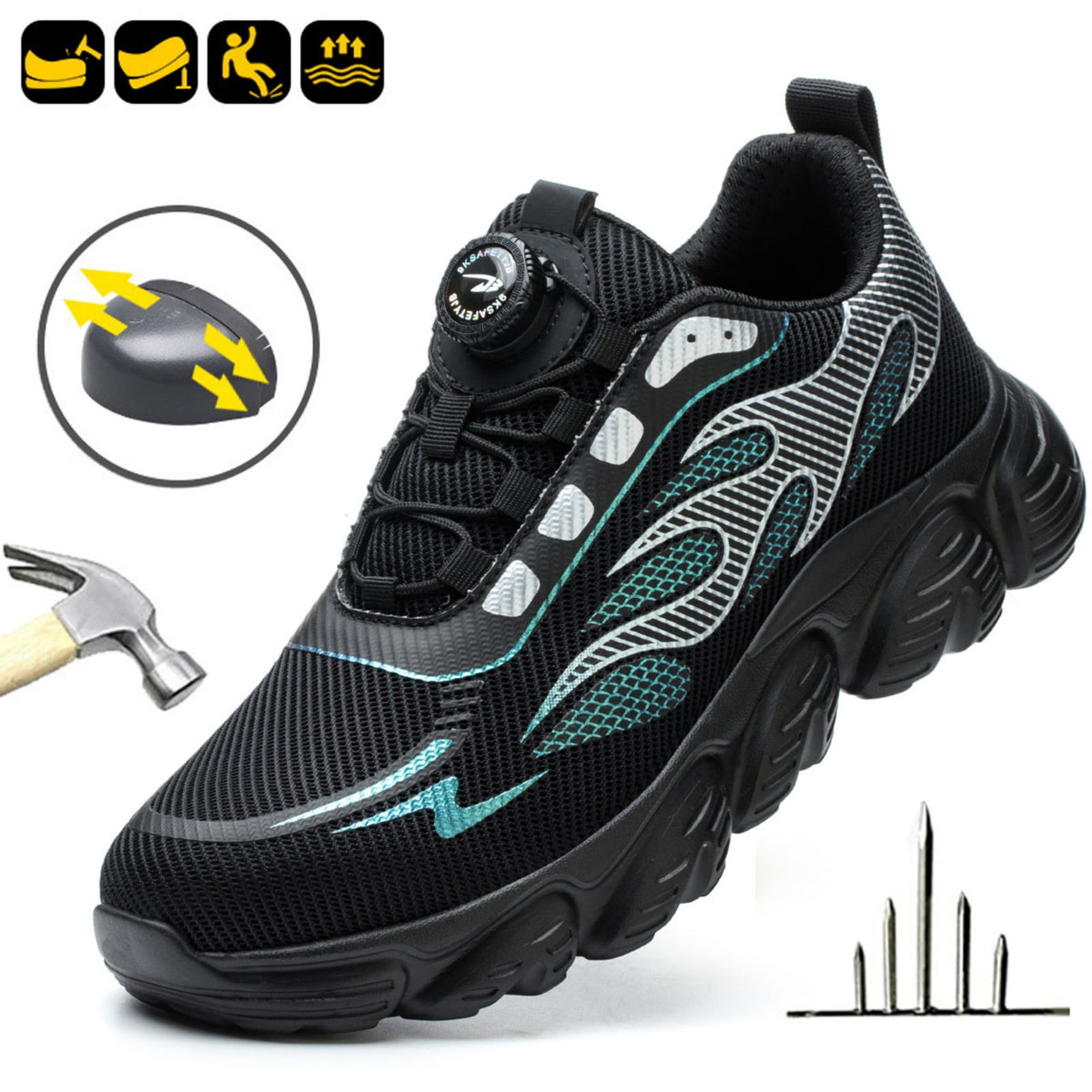 LASUDRAA Mens Steel Toe Safety Shoes Composite Protection Puncture Toe ...