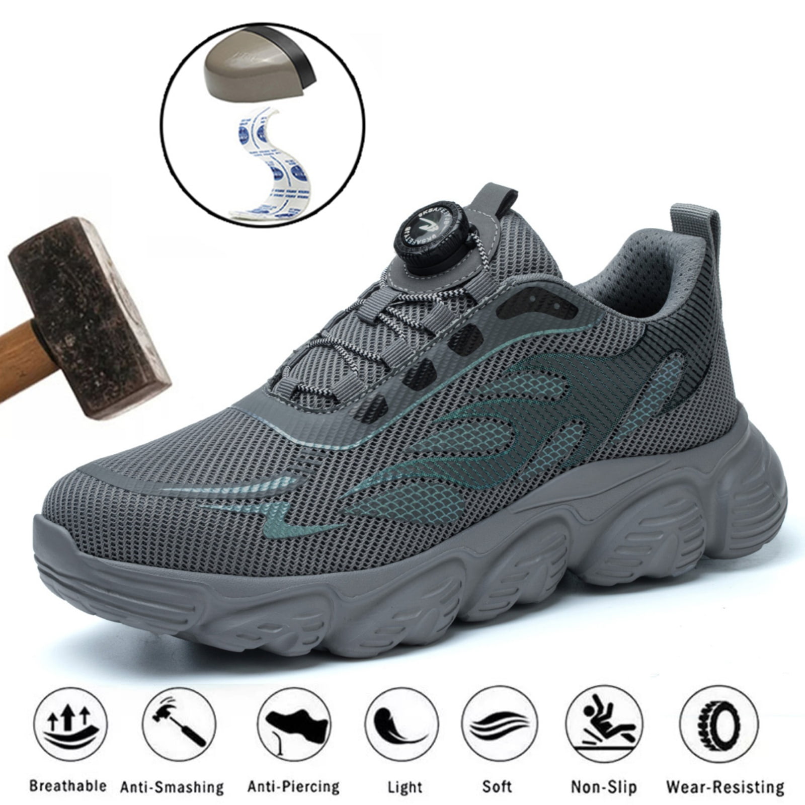 LASUDRAA Mens Steel Toe Safety Shoes Composite Protection Puncture Toe ...