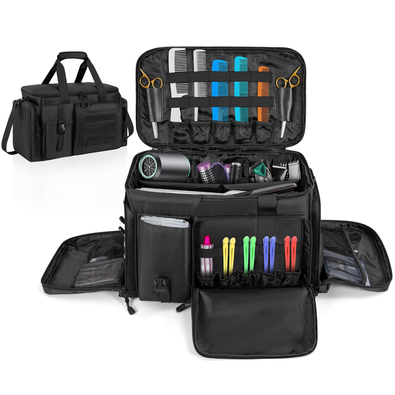 LASUK Barber Hairdresser Bag Supplies Bag with Adjustable Dividers ...