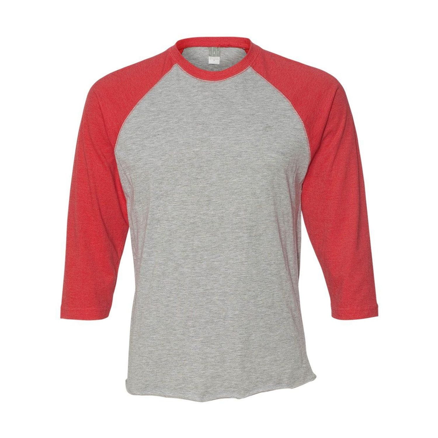 LAT Adult Fashion Hthred Vintage Baseball T-Shirt, HTHR/Red, X-Large ...