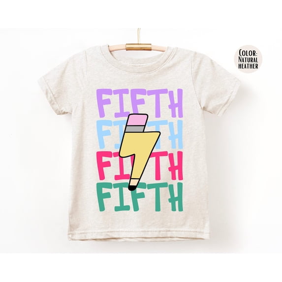 LAT Apparel Girls Retro Pencil Fifth Grade Shirt Back to School Tee ...