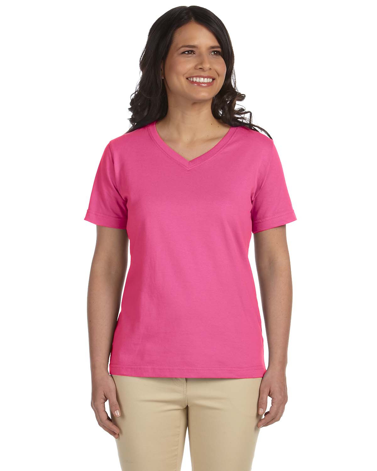 LAT L-3587 T-Shirt Women's Short Sleeve Combed Ringspun V-Neck - Walmart.com