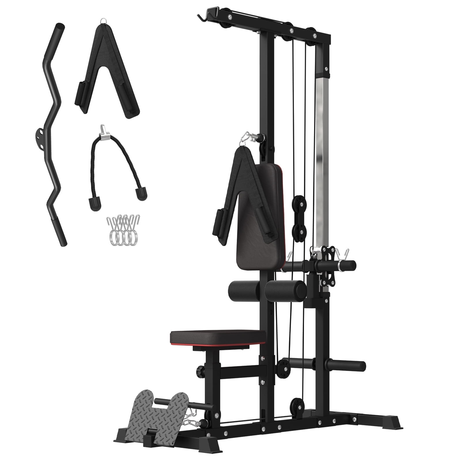 LAT Pull-Down and LAT Row Cable Machine with Flip-up Footplate and ...