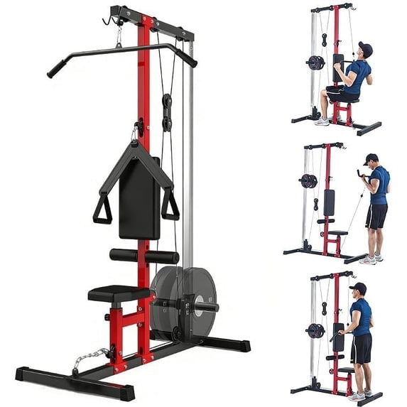 LAT Pulldown Machine for Home Gym, Cable Pulley System with High & Low ...