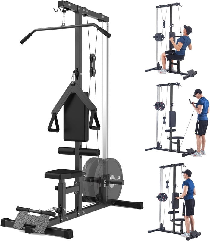LAT Pulldown Machine, Multi-Functional Cable Machine with High and Low ...