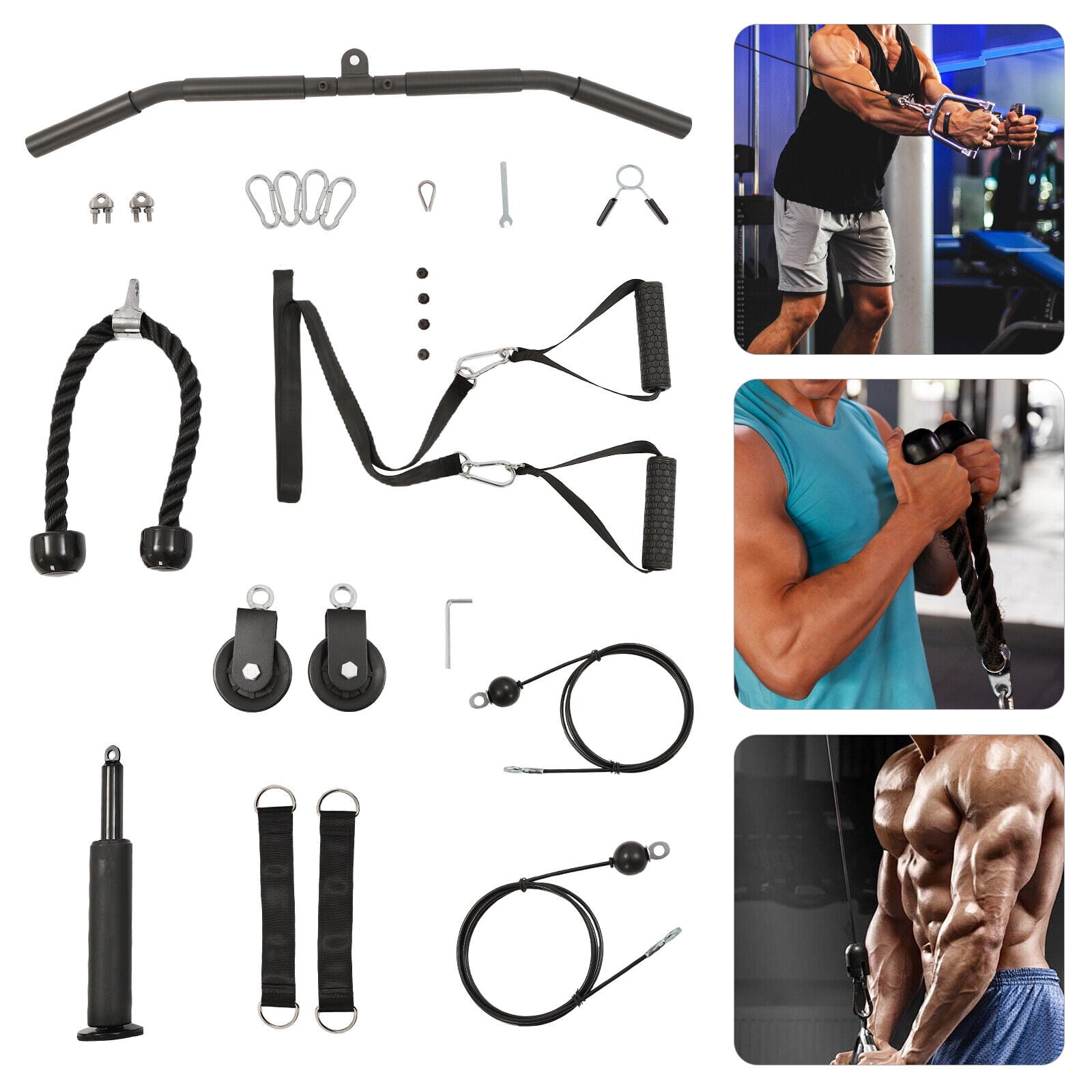 LAT Pulley System, Hoist Buckles, Multiple Use, Fitness Cable with Soft ...