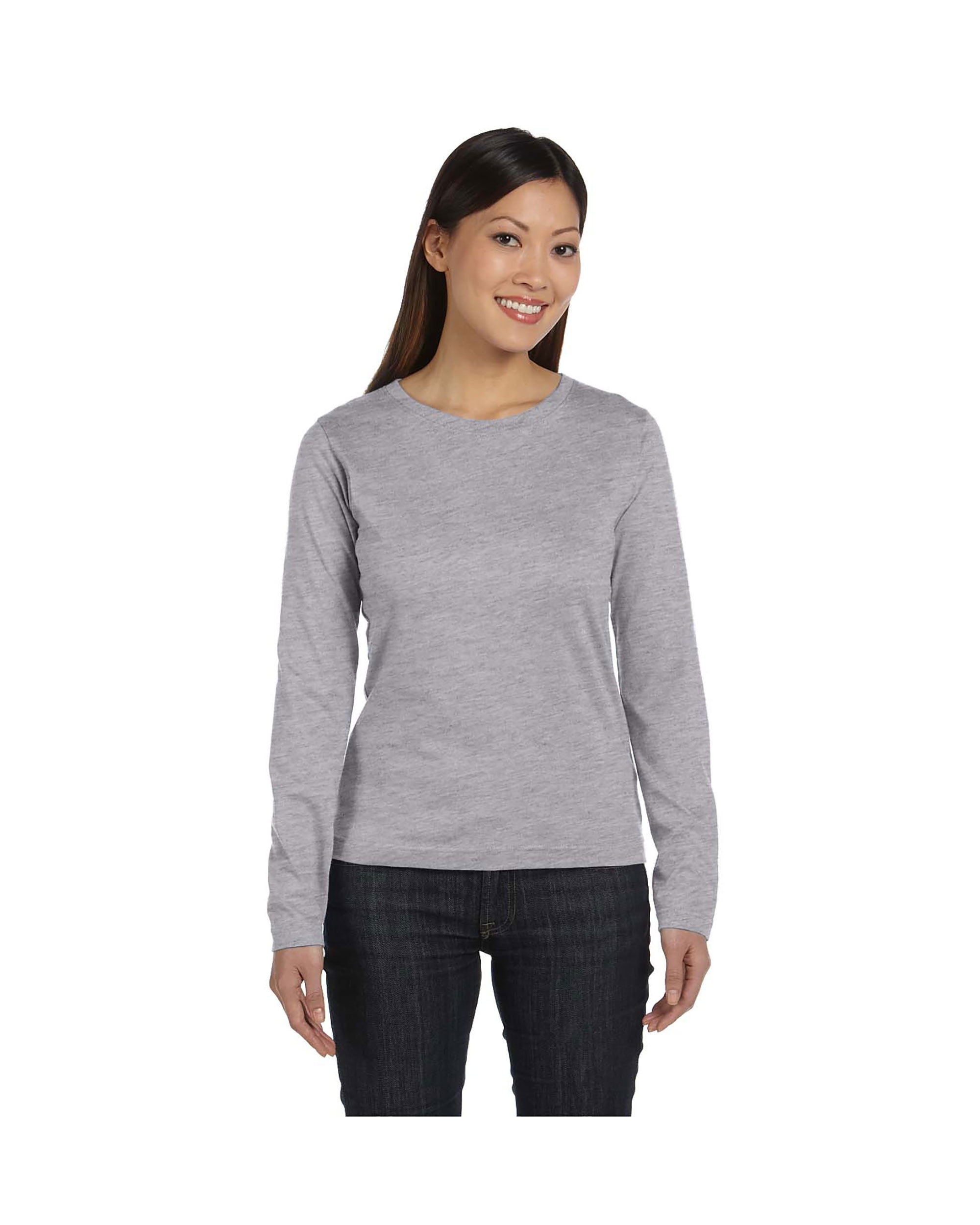 LAT Tee Shirt 3588 Women's Combed Ringspun Long Sleeve - Walmart ...
