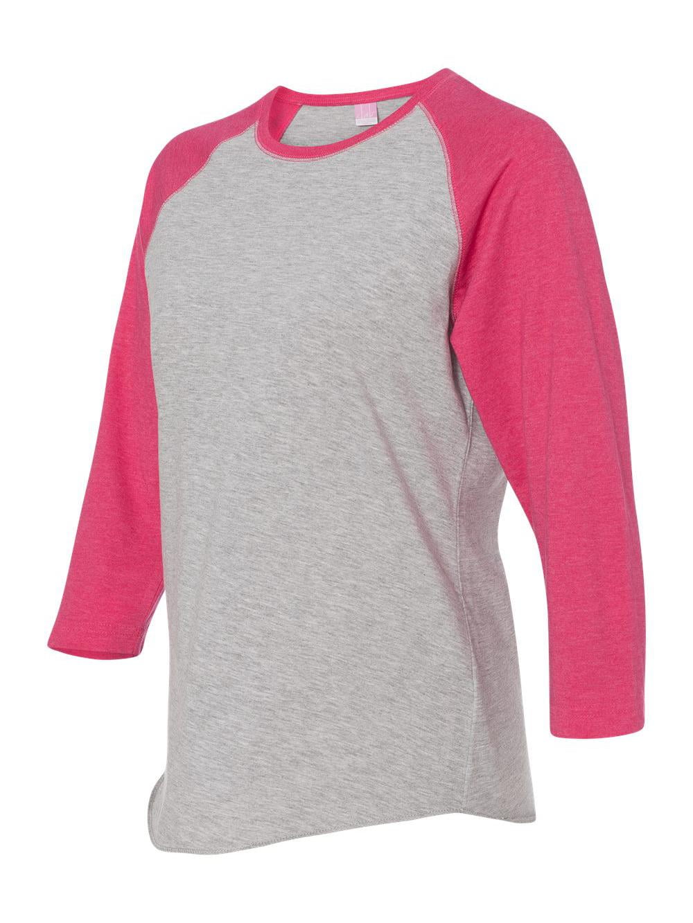 LAT Women's Baseball Fine Jersey Tee, Semi-Fitted, Three-Quarter Sleeve ...