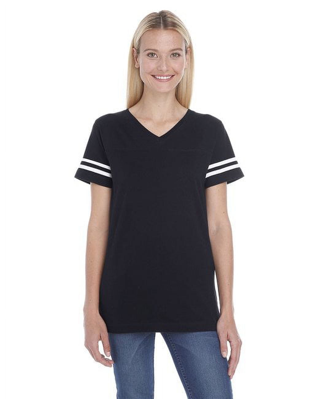 LAT Women 's Football V-Neck Fine Jersey Tee - Walmart.com