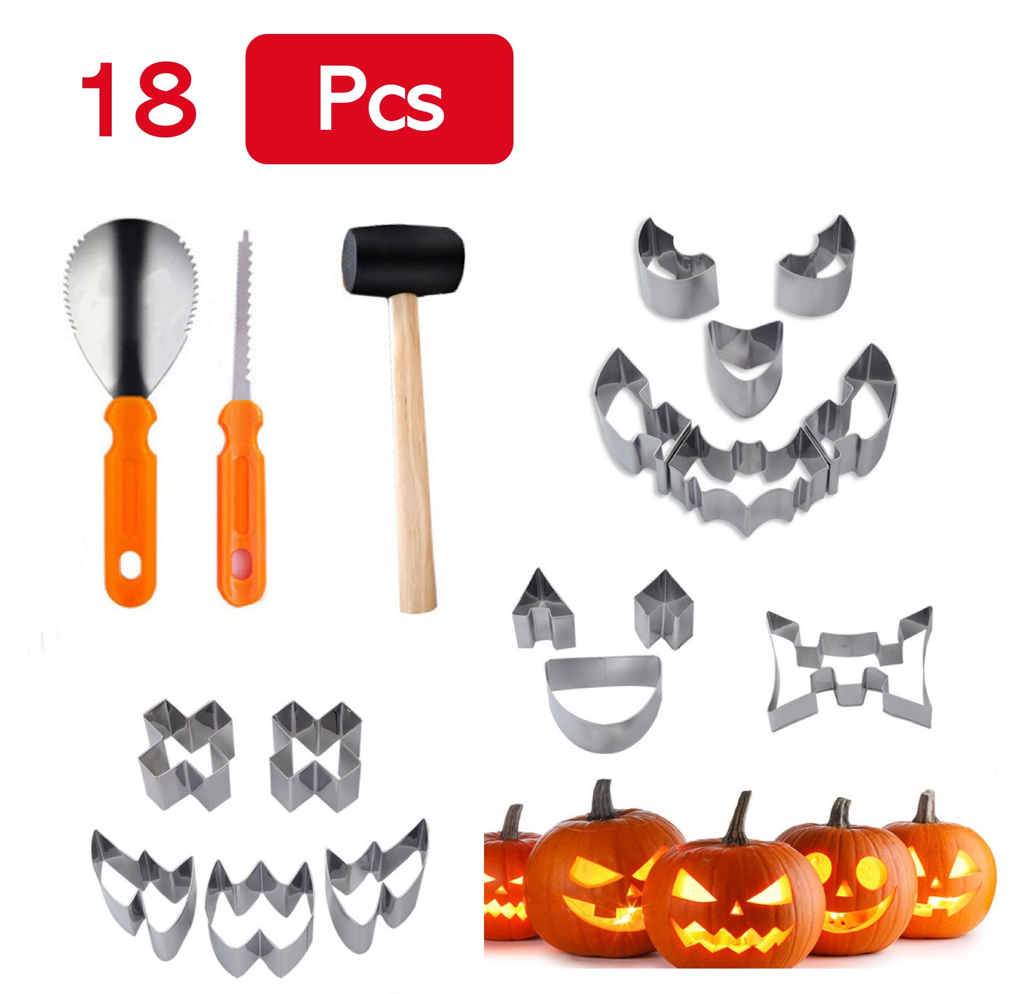 LATA 18 Pcs Halloween Pumpkin Carving Kit, Premium Stainless Steel ...