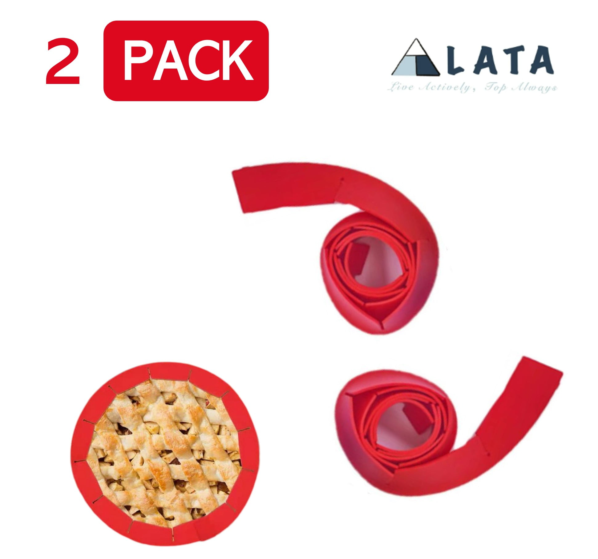 LATA 2 Pack Silicone Pie Crust Shields, Adjustable Pie Crust Protectors ...