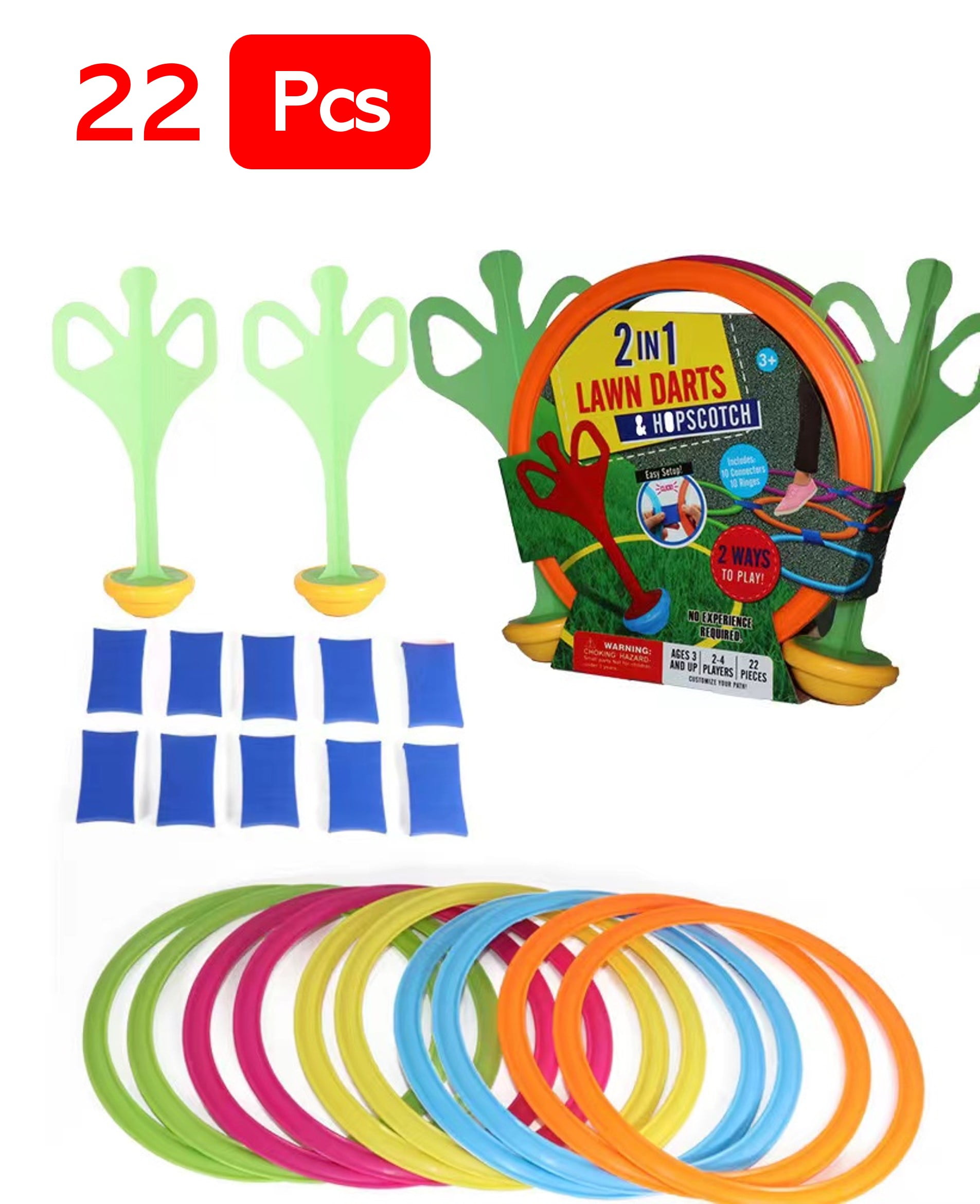 LATA 22 Pcs Lawn Darts and Hopscotch Game Set, Classic Outdoor Backyard ...