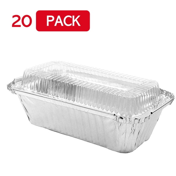 LATA Aluminum Foil Loaf Pans with Lids 9x5 inch 20 Pack, Disposable ...