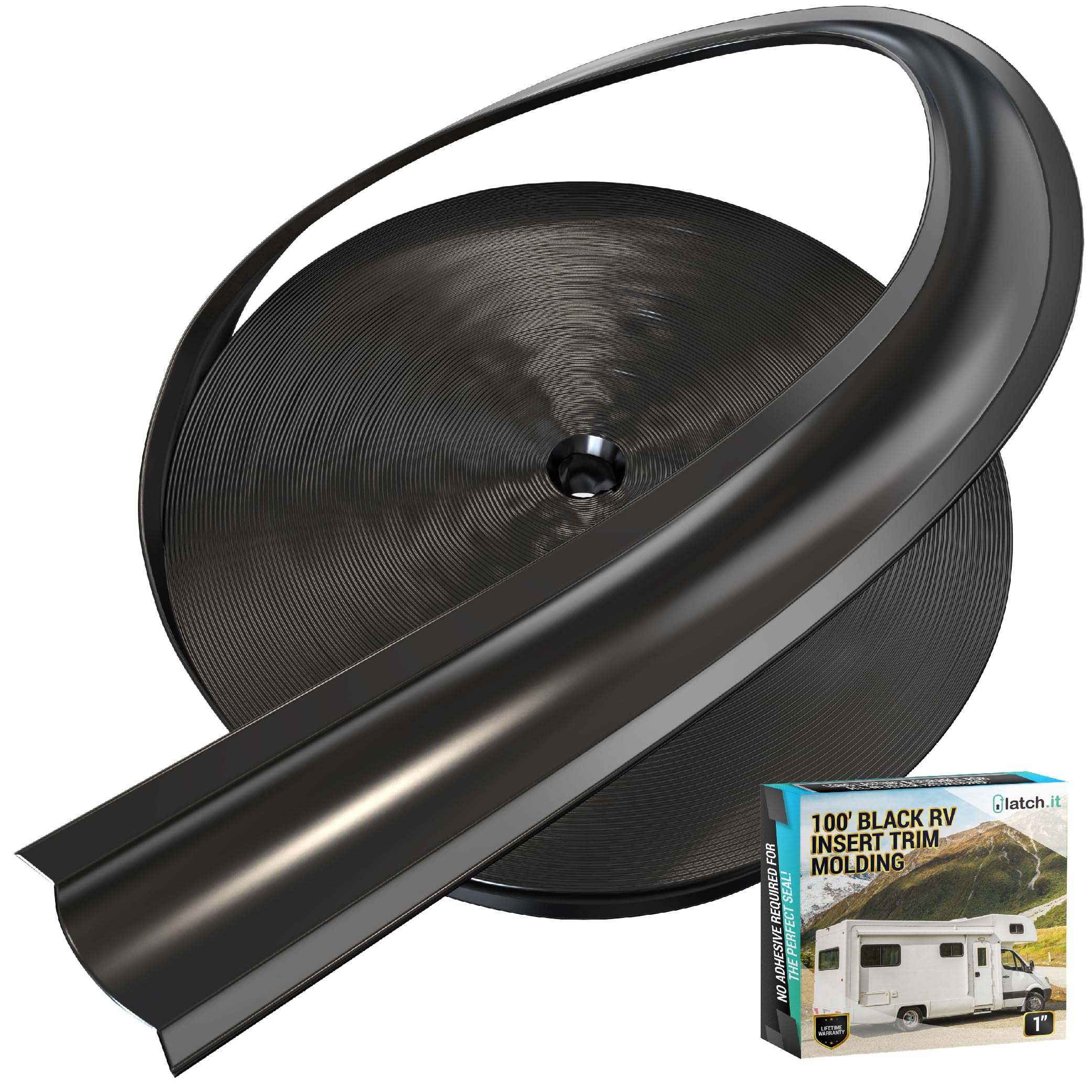 LATCH.IT 1-inch RV Trim Molding Insert Black | 100-Foot RV Weather ...
