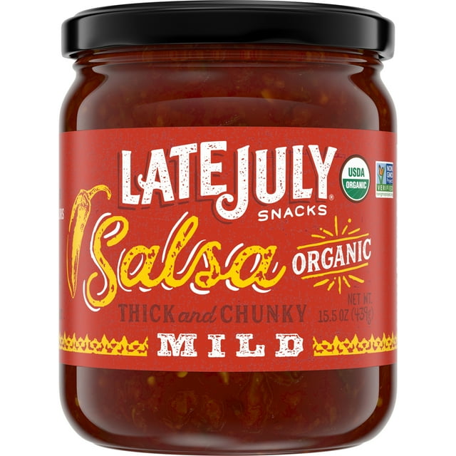 LATE JULY Snacks Organic Salsa, Mild Thick and Chunky, 15.5 oz. Jar ...