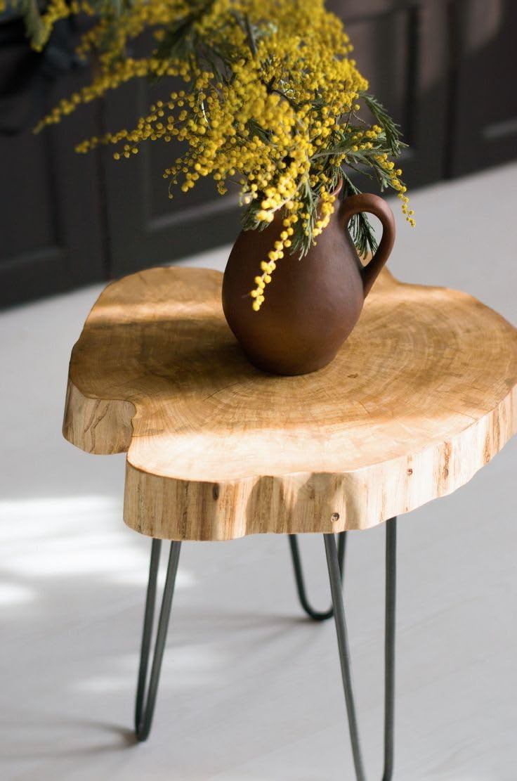 LATEST HANDICRAFTS Live Edge Wooden Irregular Shape Slab End Table Side ...