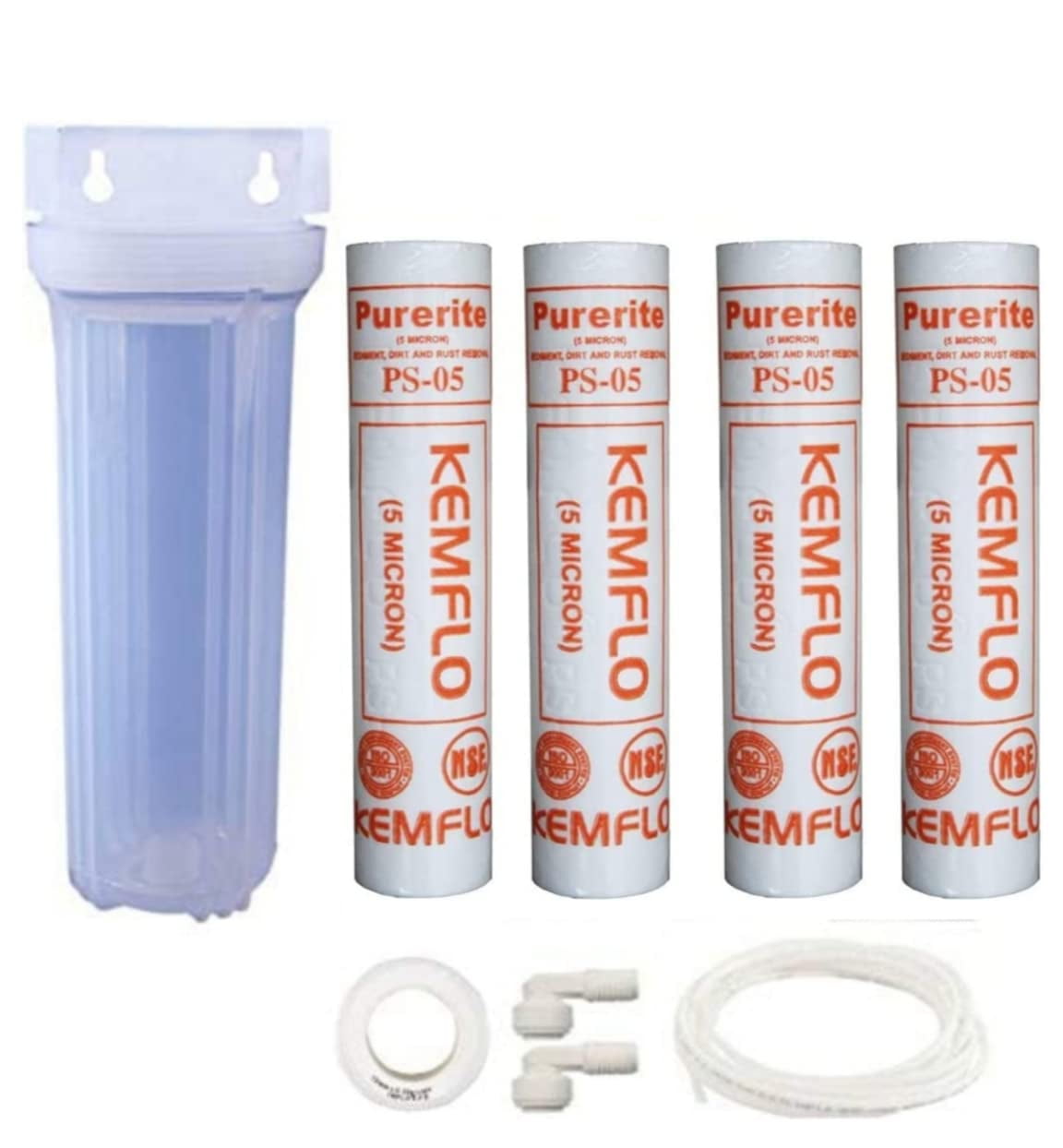 LATEXO 10inches Transparent Pre Filter Housing Set 4 Spun Filters 5 m ...