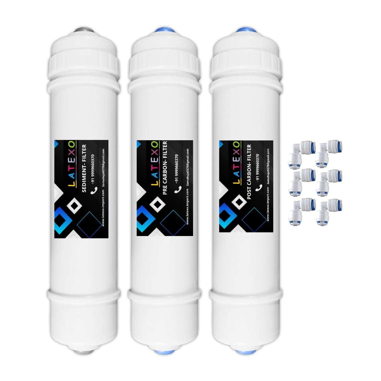 LATEXO Pre Carbon Filter Sediment Filter Post Carbon Filter and Elbow ...