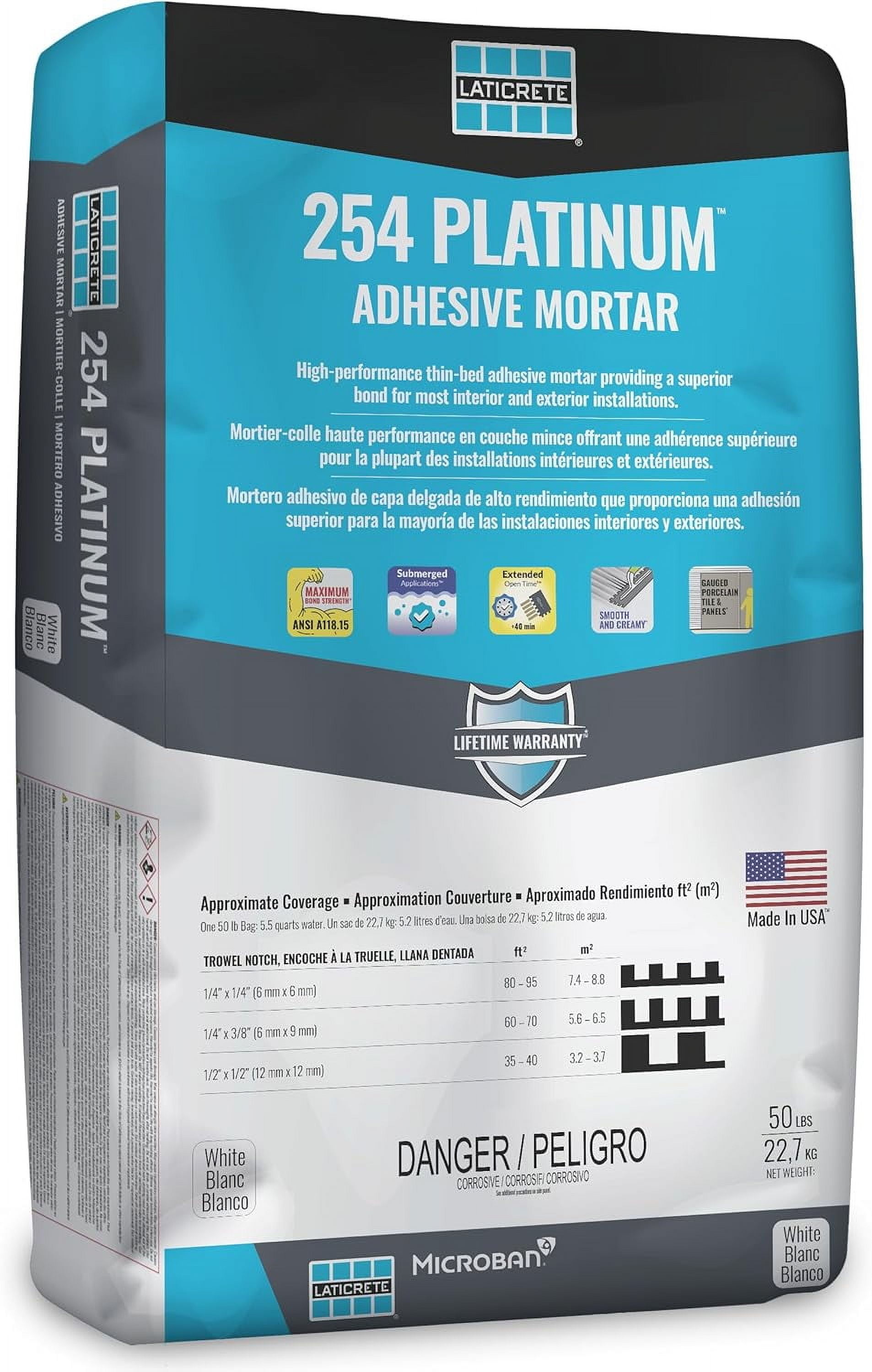 LATICRETE 254 Platinum Multipurpose Thin-Set Mortar, 50 lb. White ...