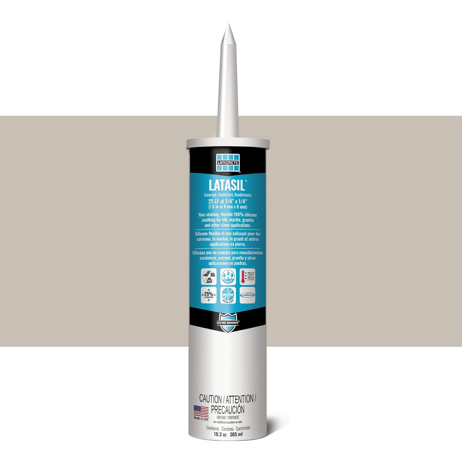 LATICRETE Latasil High Performance Silicone Sealant, Light Pewter #90 ...