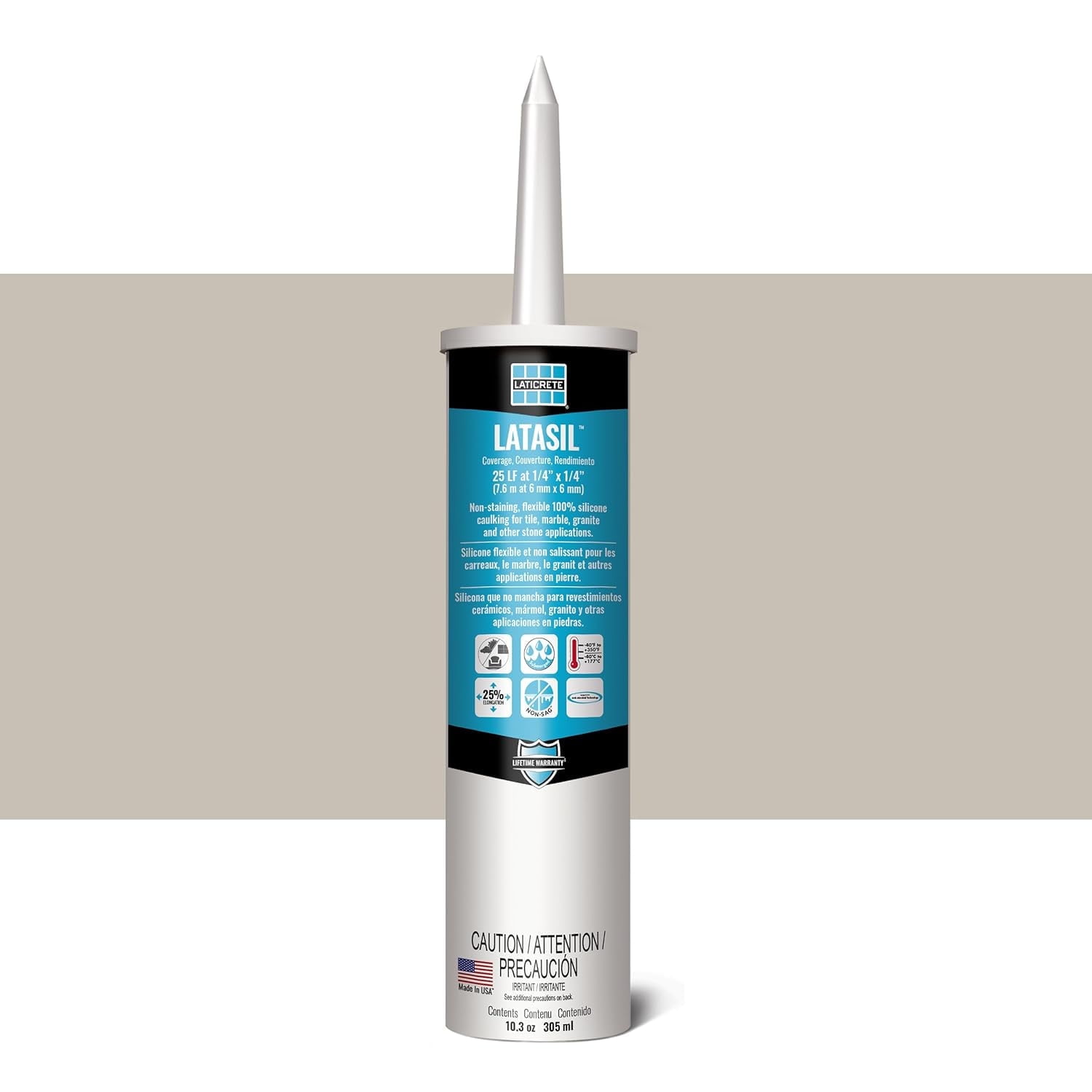 LATICRETE Latasil High Performance Silicone Sealant, Light Pewter #90 ...