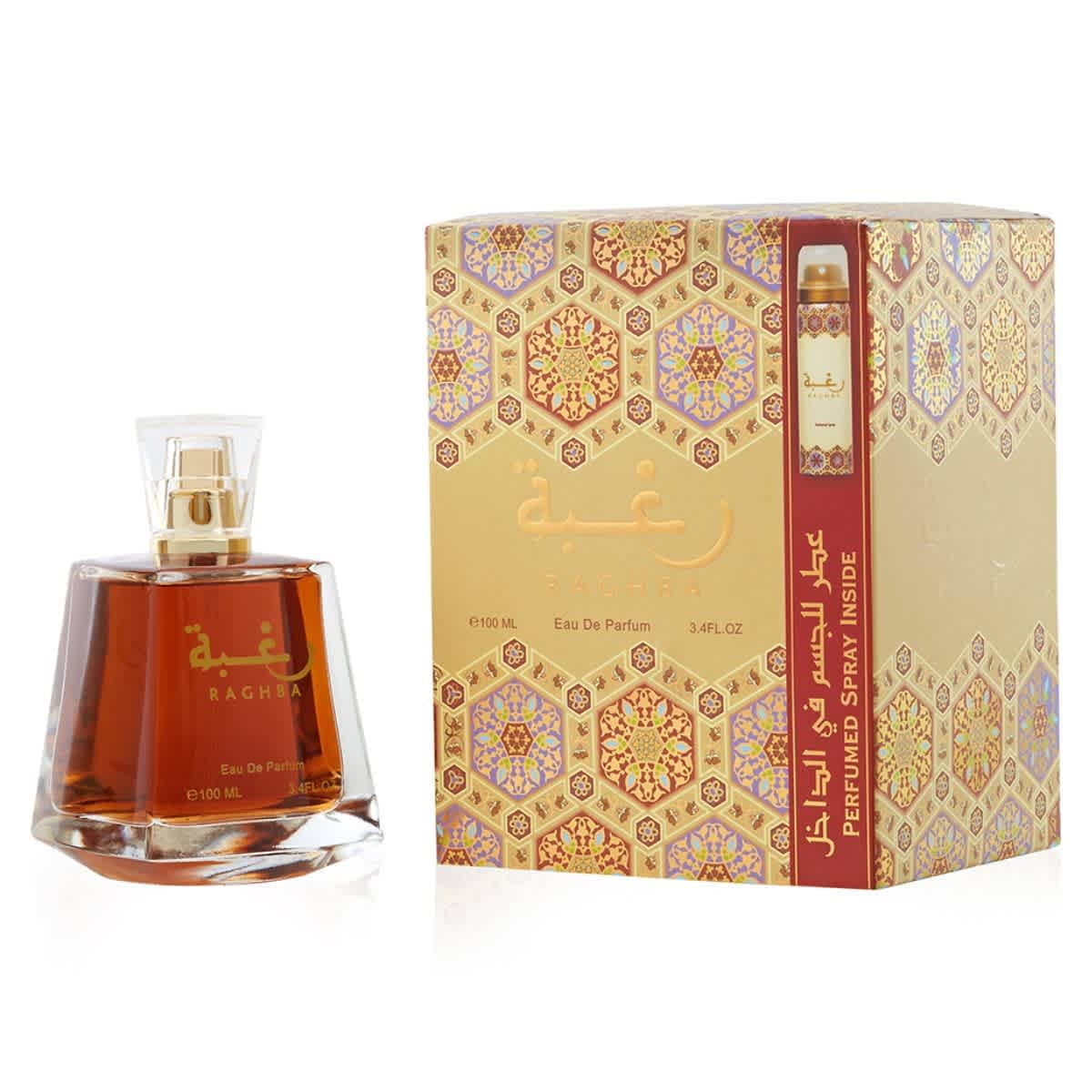 Lattafa Raghba 2 Pc Gift Set, 3.4oz EDP & 1.7oz Perfumed Spray ...