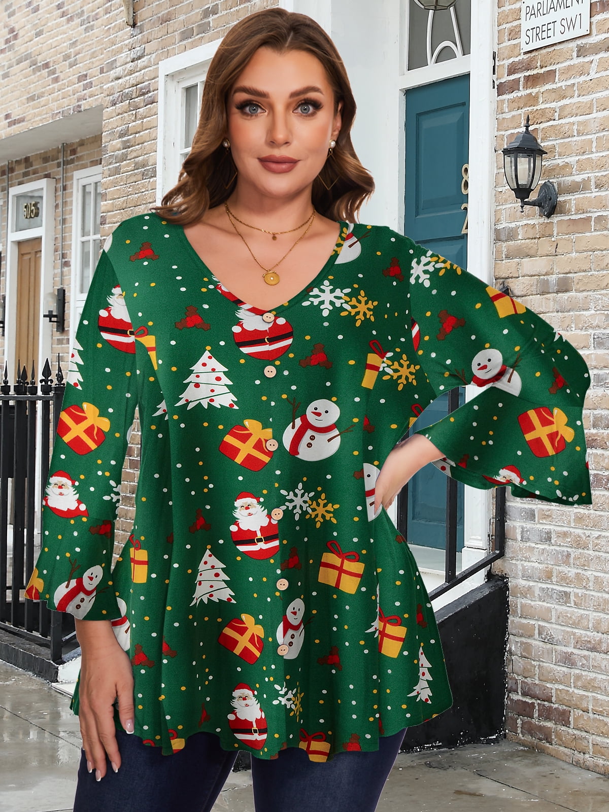 LATWIIV Tunic Tops for Women 3/4 Sleeve Plus Size Women's Tunics Loose ...