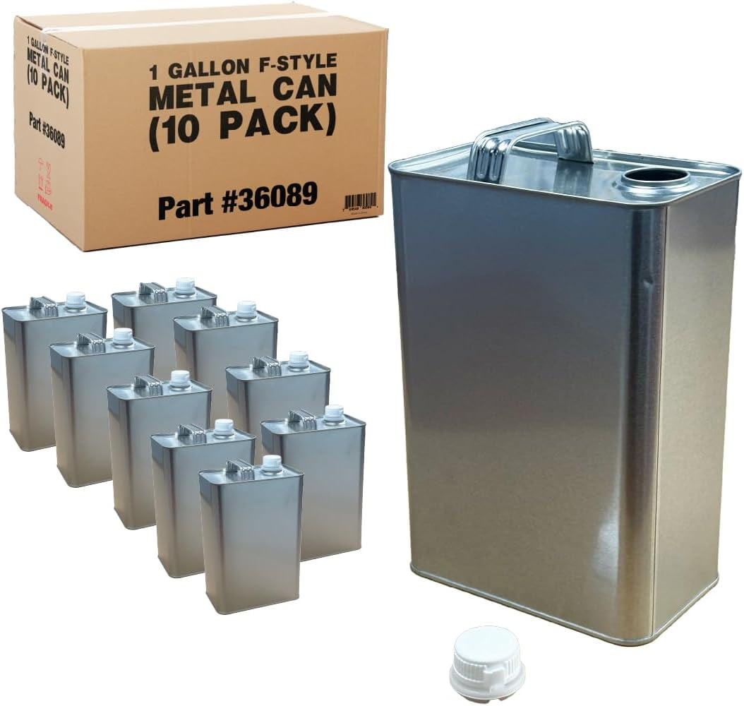 LAUCO 10-Pack 1-Gallon F-Style Metal Cans with Screw – Durable Tin ...