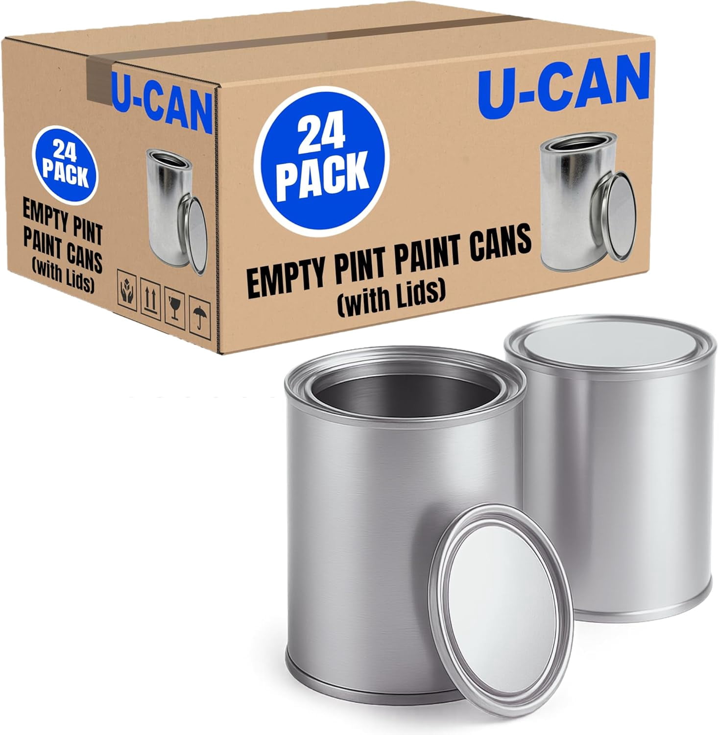 LAUCO Empty Paint Cans with Lids – 16oz, 32oz & 128oz Metal Paint Cans ...