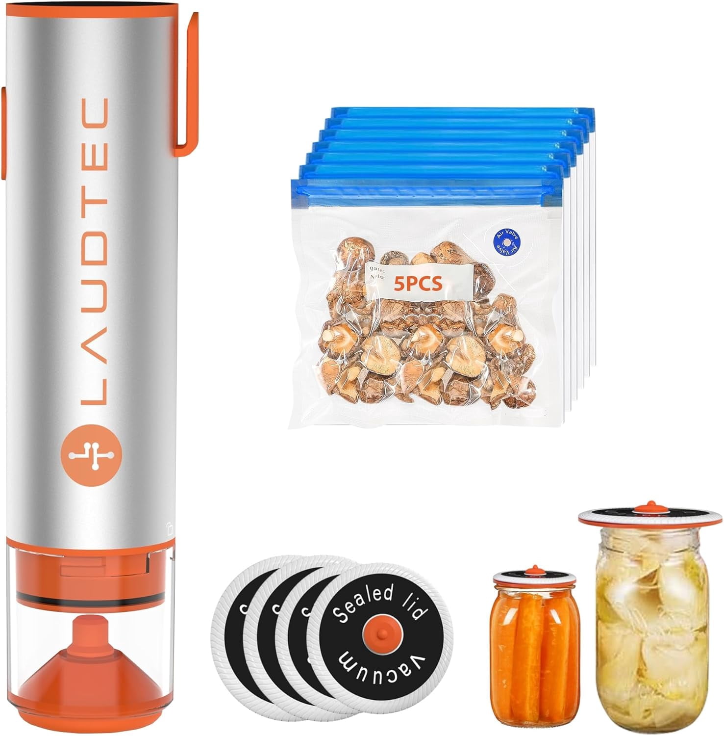 LAUDTEC 2-in-1 Handheld Vacuum Sealer For Food Storage Bags And Mason ...