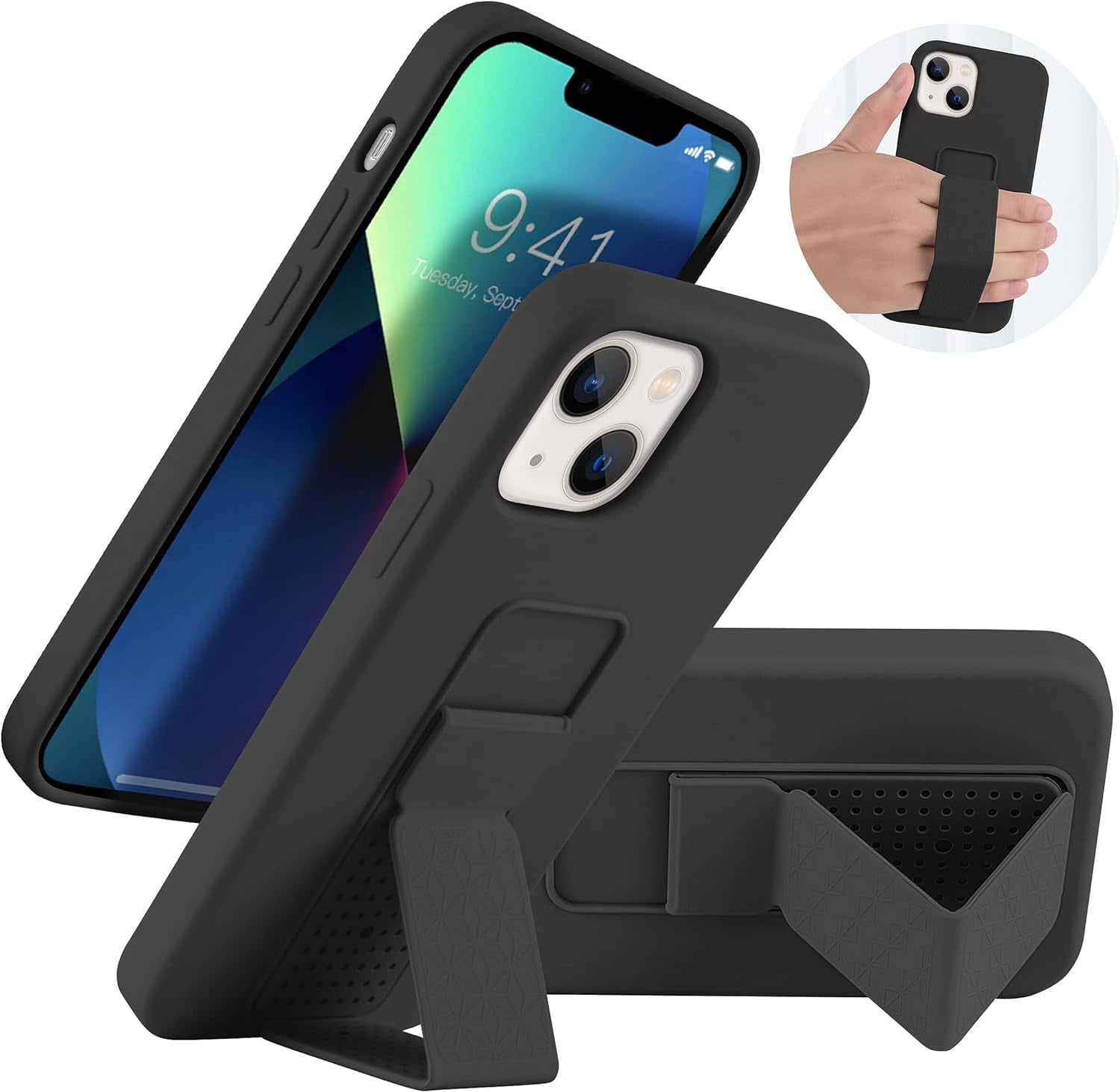 LAUDTEC Silicone iPhone 13 Case with Kickstand/Stand?Horizontal and ...