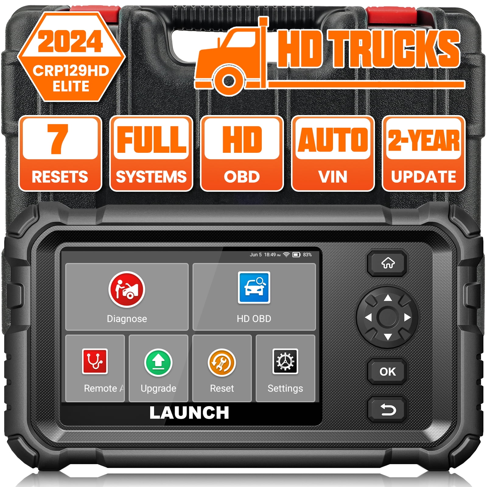LAUNCH CRP129 HD Heavy Duty Truck Scanner,Full System Diesel Scan Tool ...